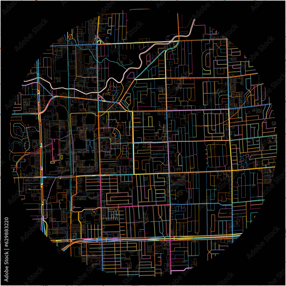 Vetor de Colorful Map of Warren, Michigan with all major and minor ...