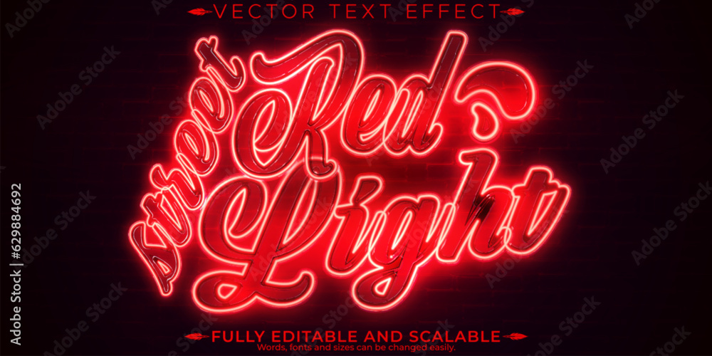 Neon light text effect, editable retro and glowing text style Stock ...