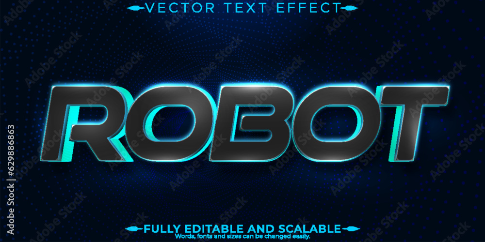 Robot text effect, editable tech and future font style Stock Vector ...