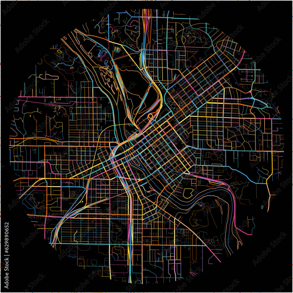 Colorful Map of CedarRapids, Iowa with all major and minor roads. Stock ...