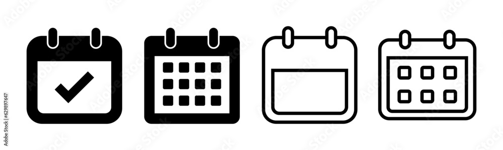 Calendar icon set illustration. Calender sign and symbol. Schedule icon ...