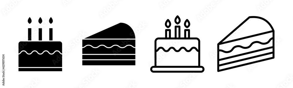 Cake icon set illustration. Cake sign and symbol. Birthday cake icon ...