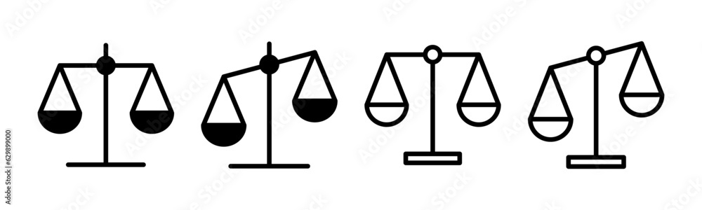 Scales icon set illustration. Law scale icon. Justice sign and symbol ...