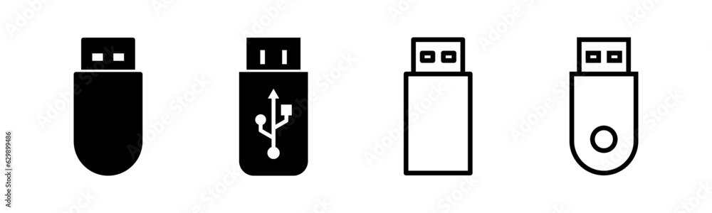 Usb icon set illustration. Flash disk sign and symbol. flash drive sign ...