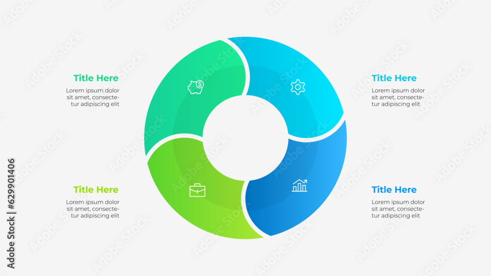 Vetor de Round diagram divided into 4 segments. Concept of four steps ...