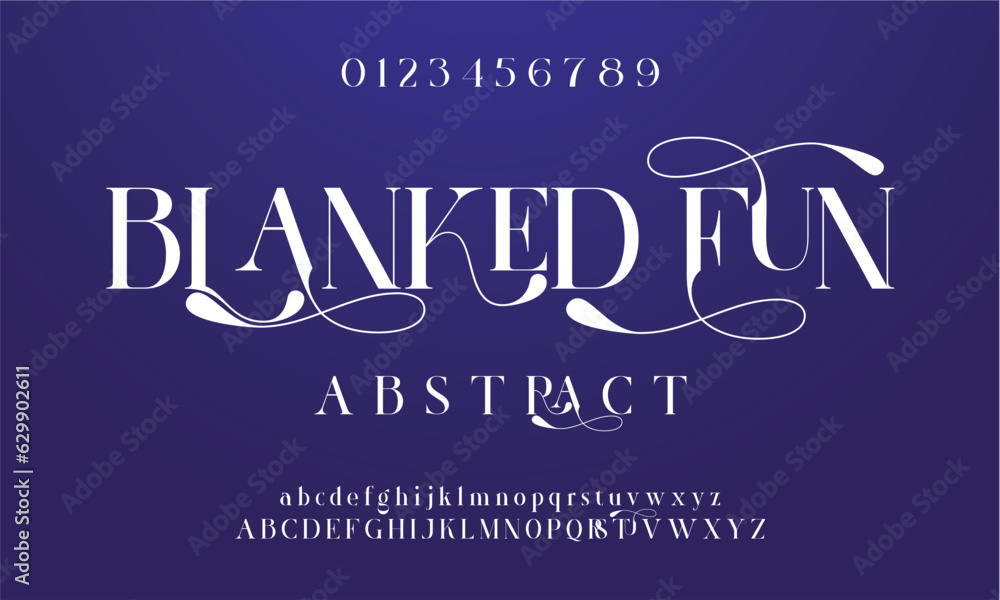 Blanked Fun Classic typography serif font. Uppercase, lowercase ...