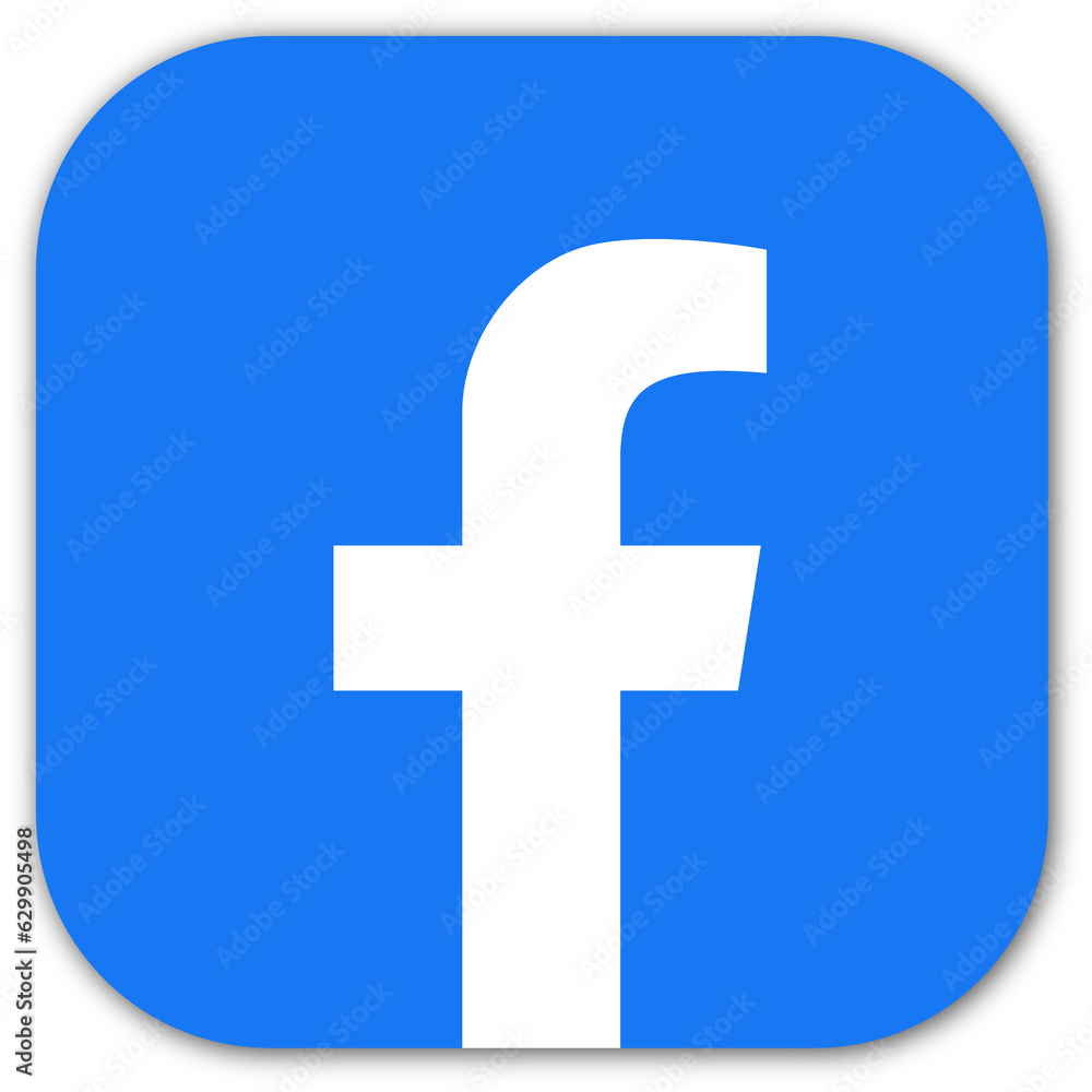 Facebook social network icon on transparent background with realistic ...