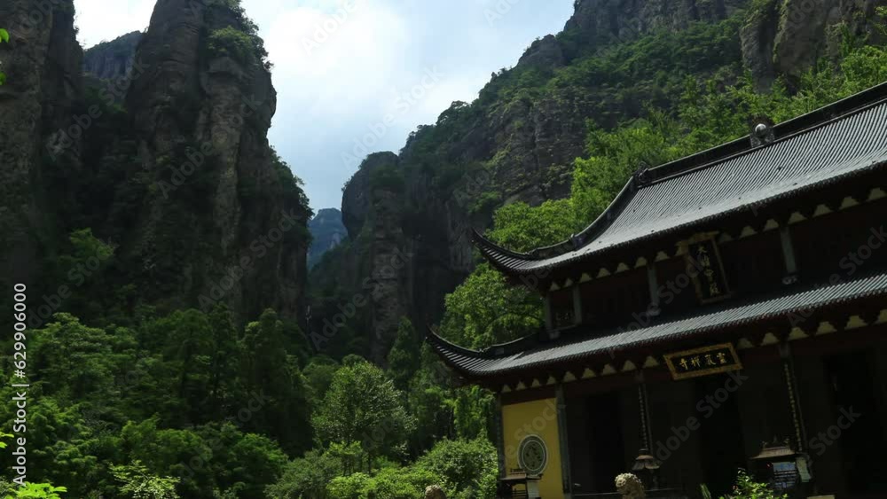 Temple in Yandang mountain time lapse.Yandang Mountain was named a ...