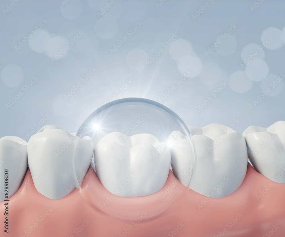 Healthy gums and teeth with fluoride Liquid Bubble Protect and Cleaning ...