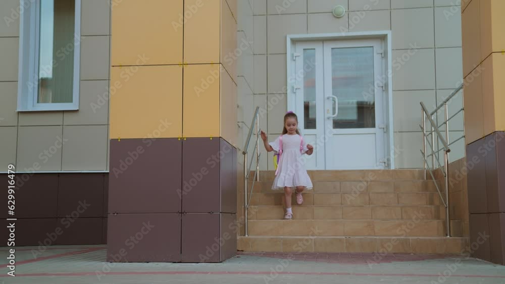 child runs up stairs lesson. occupation school building house school ...