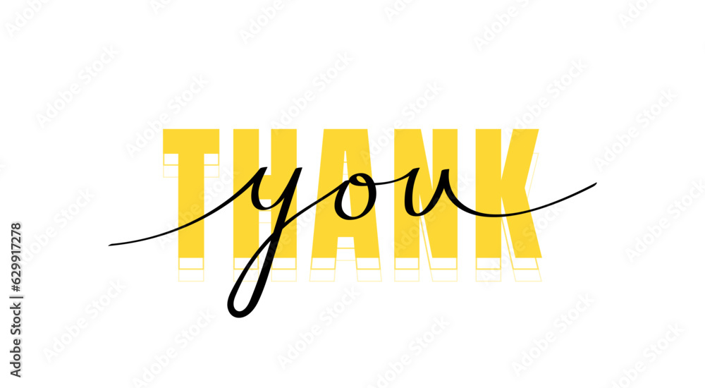 Thank you. Hand drawn line drawing with smooth lines. Typography slogan ...