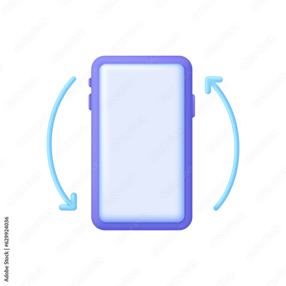 3D Rotate mobile phone. Device rotation set. Horisontal or vertical ...
