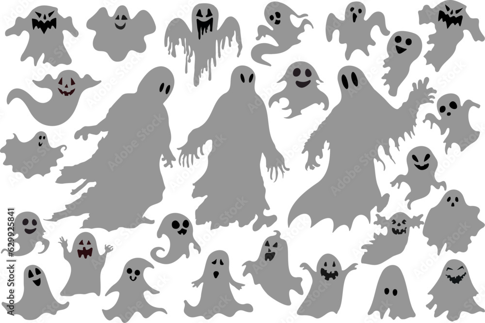 Spooky halloween ghost. Halloween ghost, spooky cartoon poltergeist ...