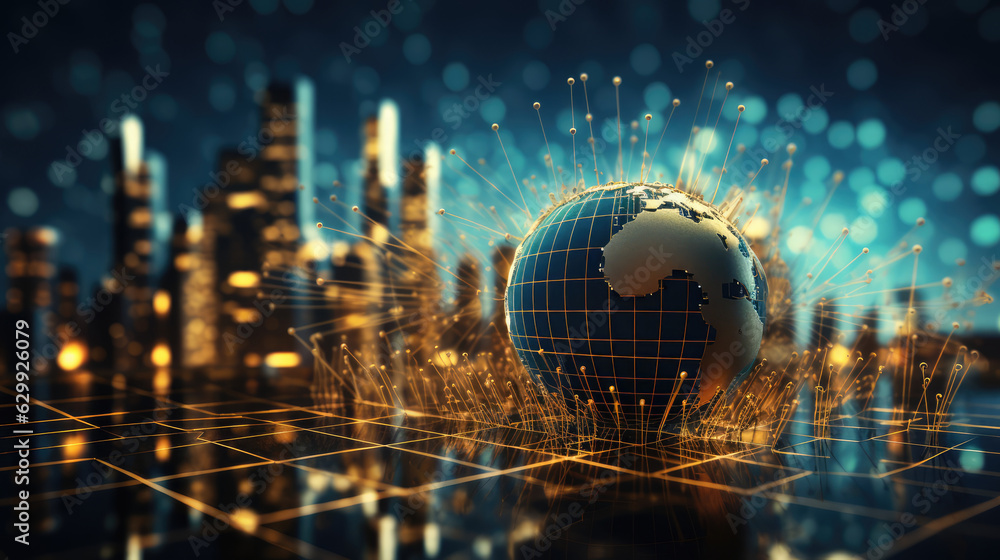 Best Internet Concept of global business. Globe, glowing lines on ...