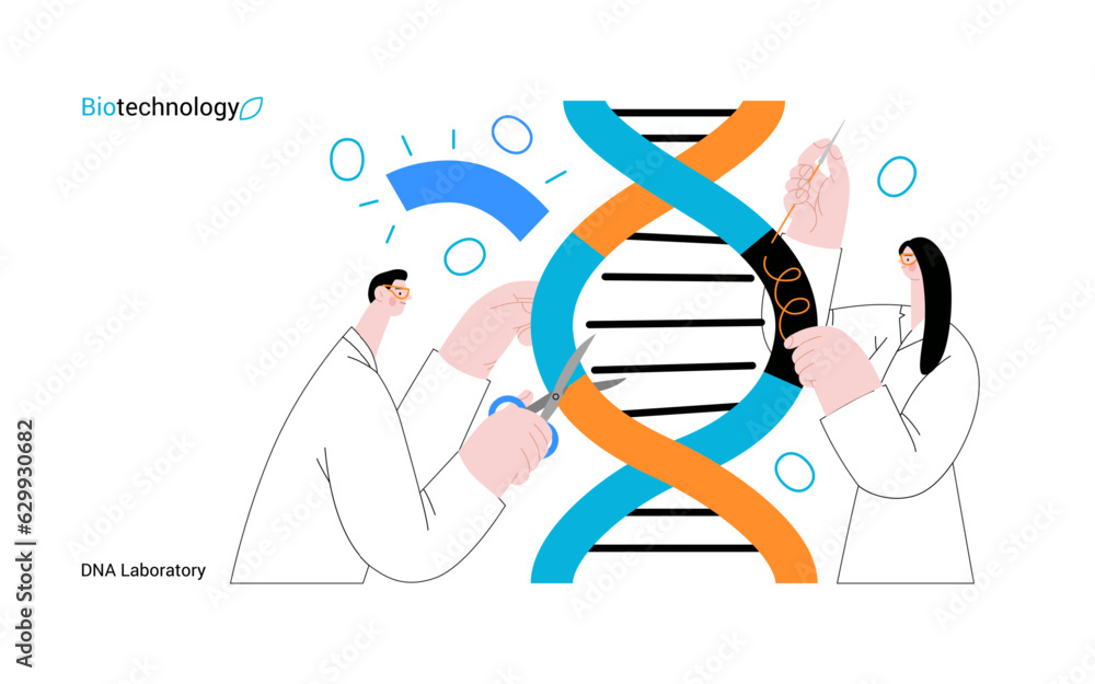 Bio Technology, DNA Laboratory -modern vector concept illustration of ...