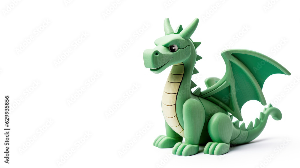 cartoon green dragon wooden toy on white background Stock Photo | Adobe ...