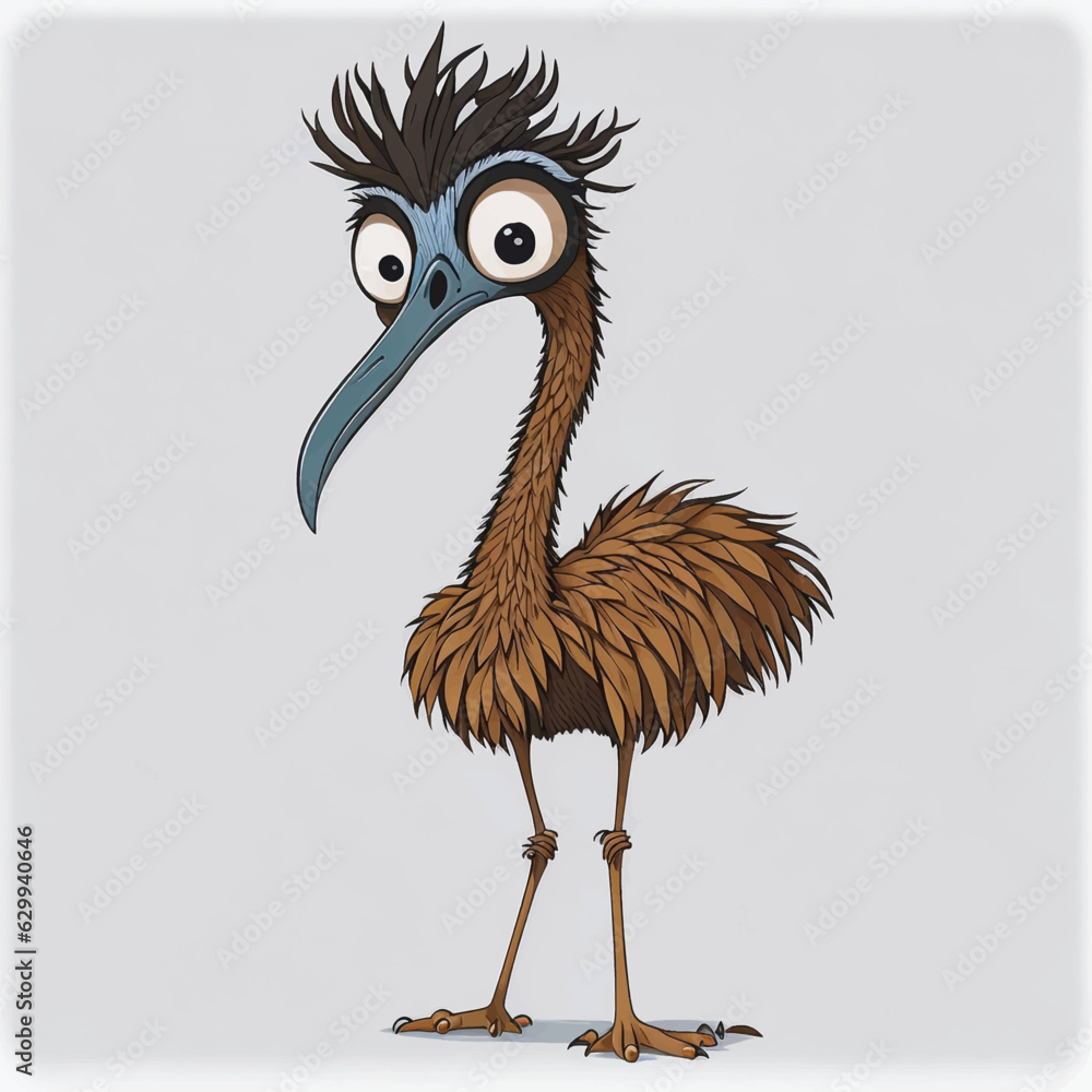 cartoon emu, vector, illustration, white background Stock Vector ...