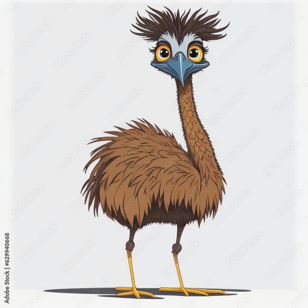 cartoon emu, vector, illustration, white background Stock Vector ...