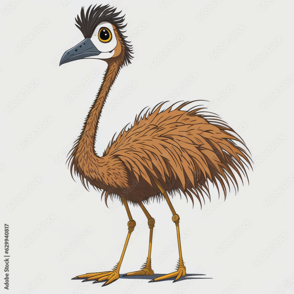 cartoon emu, vector, illustration, white background Stock Vector ...