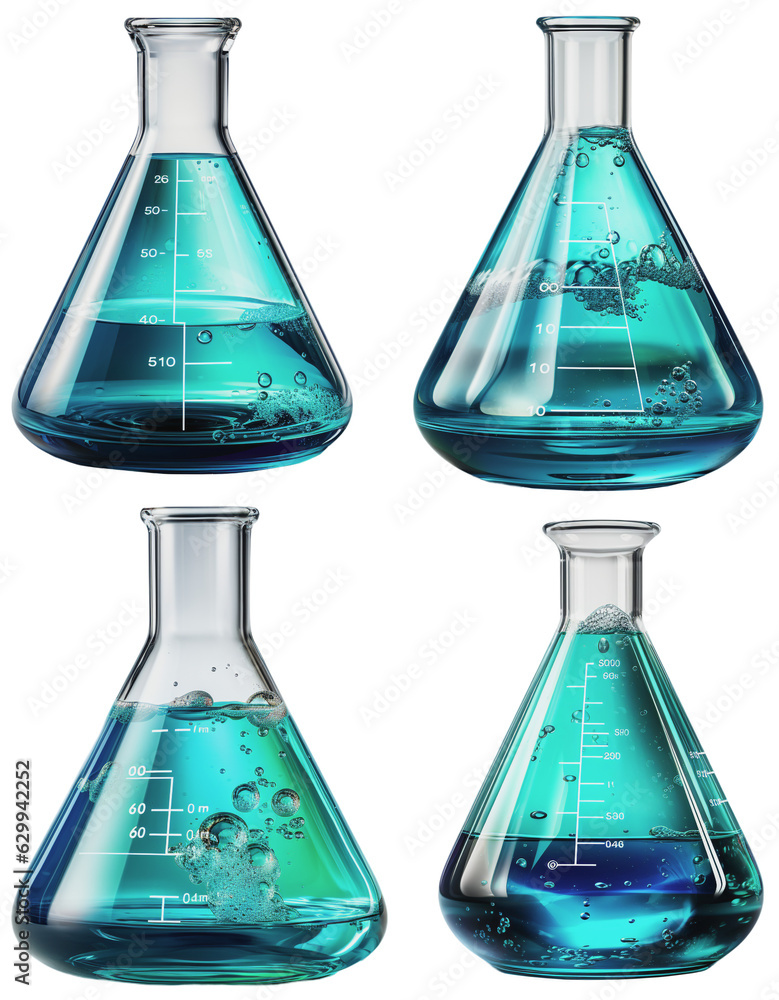 Erlenmeyer flasks on a transparent background, Generative AI Stock ...