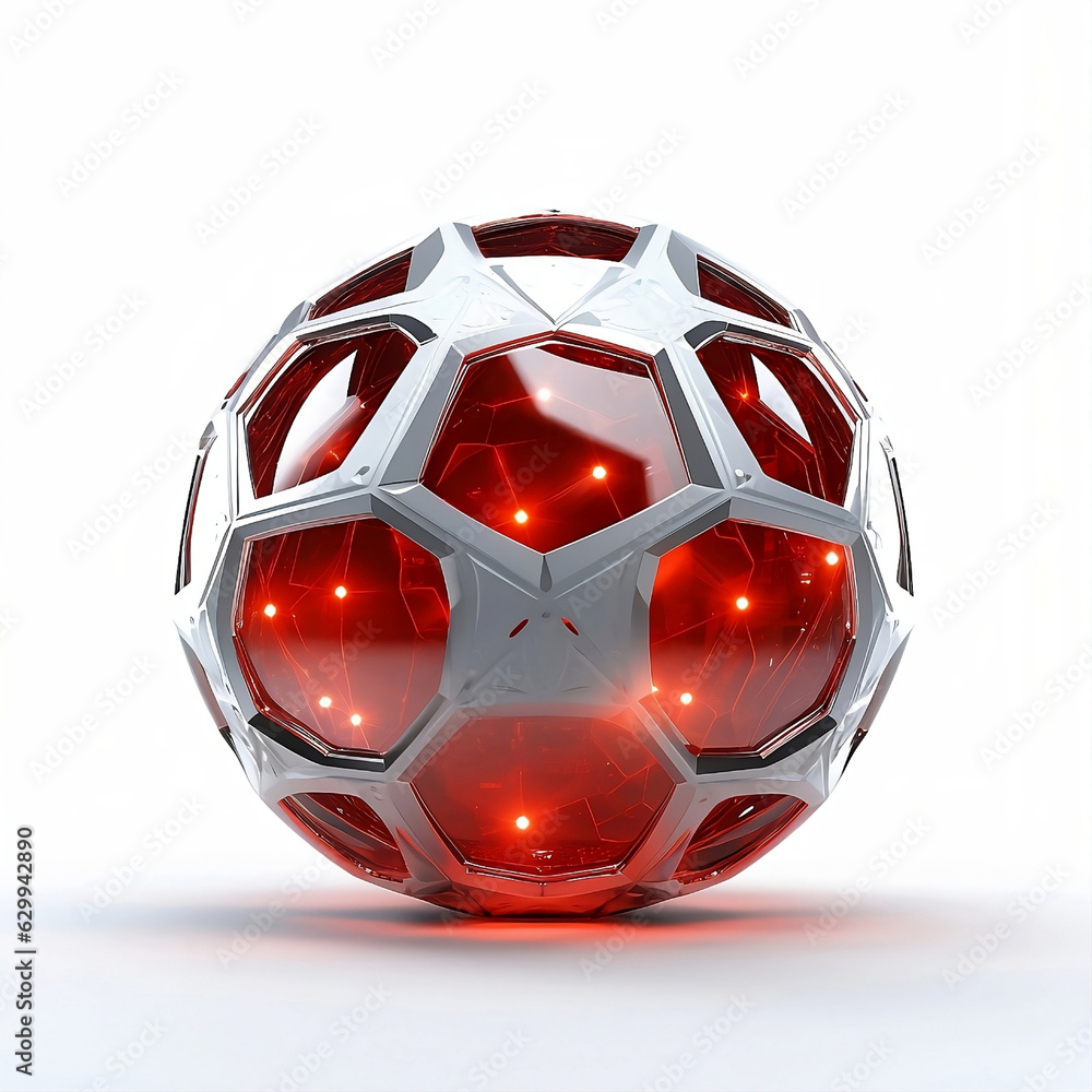 red soccer ball. futuristic minimalist Pandora's dodecahedron ...