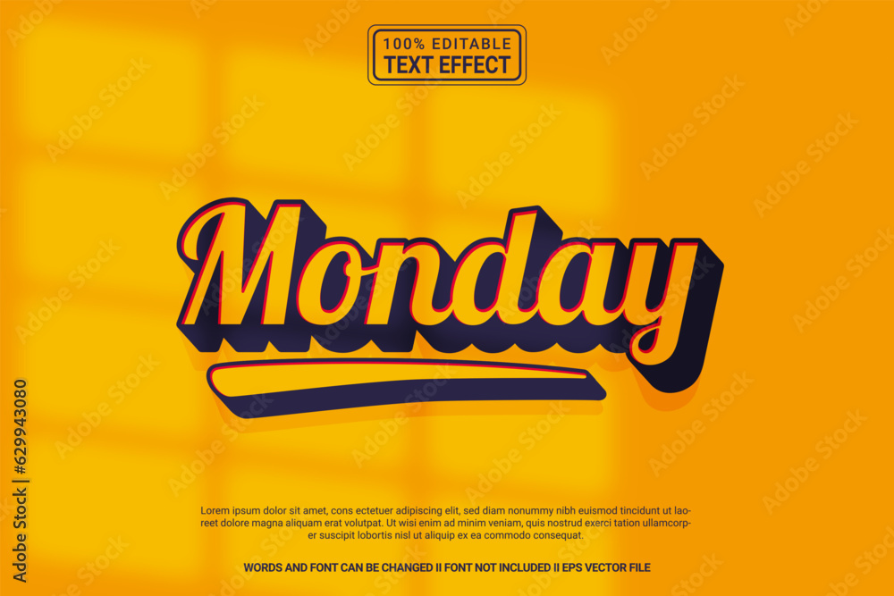 Editable text effect Monday 3d cartoon template stlye modren premium ...