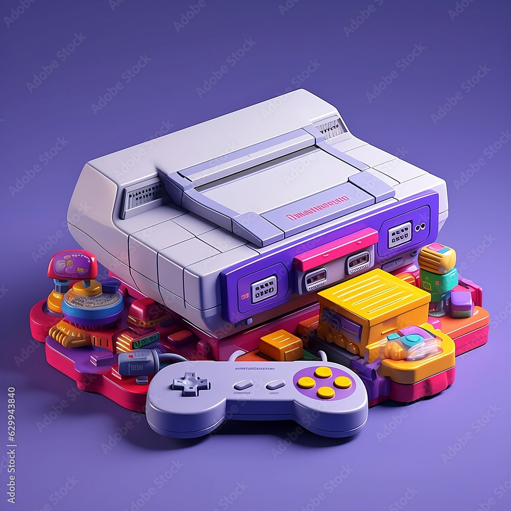 Alternative designs for retro game consoles in low poly stylized 3D ...