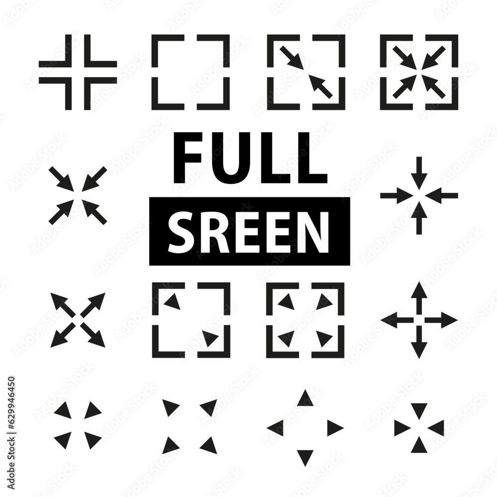 Vecteur Stock Full screen vector black icons on white background. Set ...