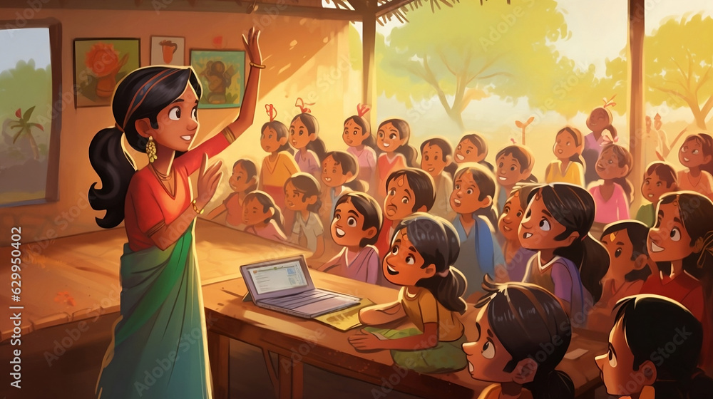 In a quaint rural Indian village, a heartwarming edtech scene unfolds ...