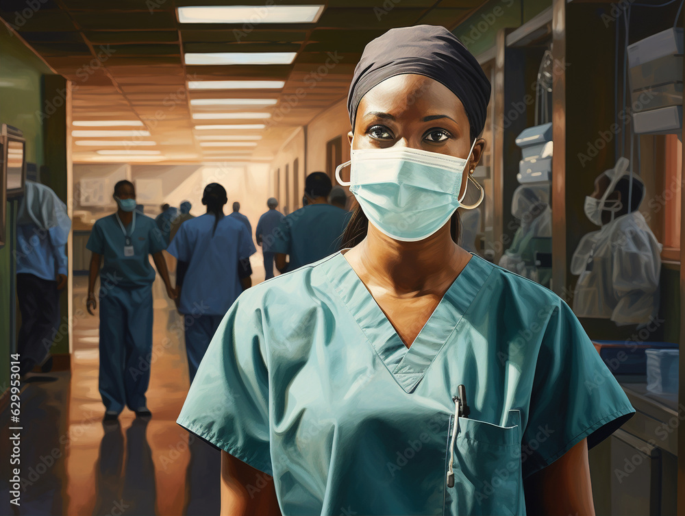 a public health worker is seen in a clinic or vaccination center. They ...