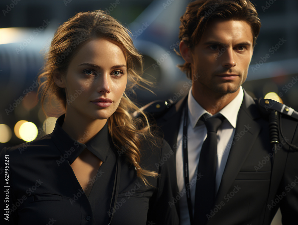 Pilot: The picture showcases a male and a female pilot in front of an ...