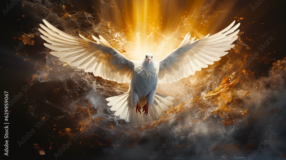 The Holy Spirit of Ruach - A Dove's Flight of Creative Force. Stock ...