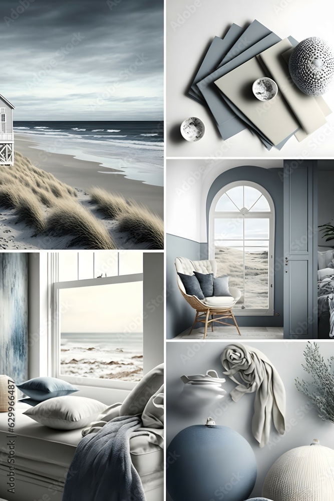 photorealistic mood board, interior design, beach house design, v4 ...