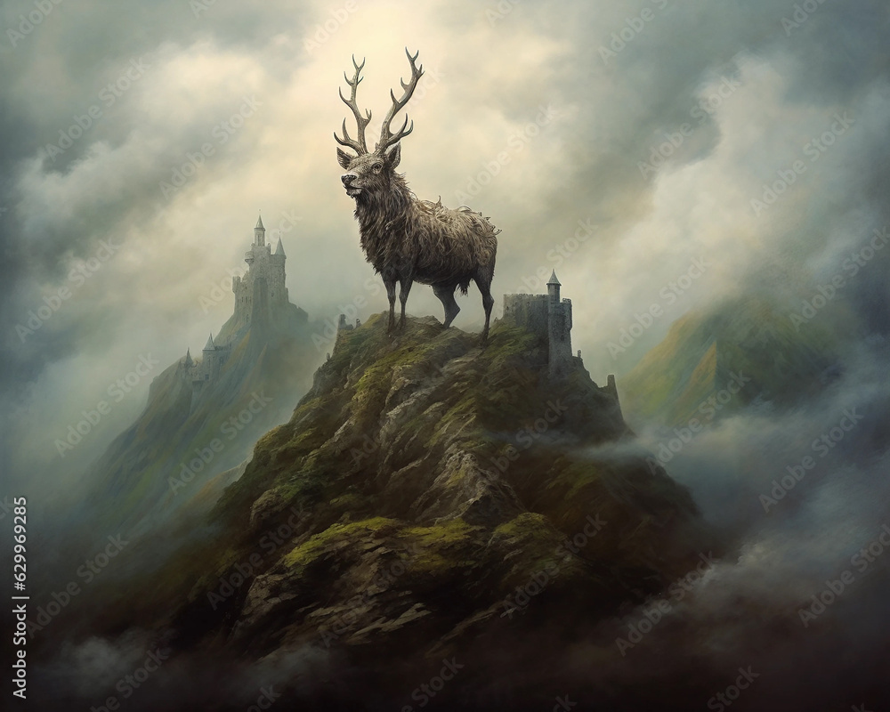 King of the mountain, an illustration of a goat on top of a hill with ...