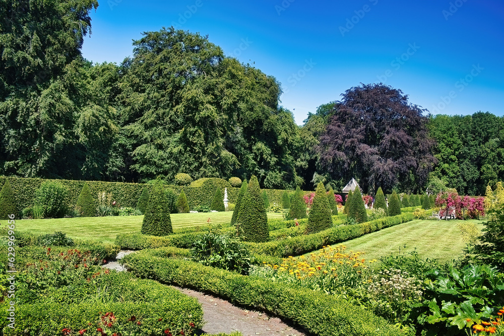 Museum garden of castle Menkemaborg, Uithuizen, Groningen, the ...