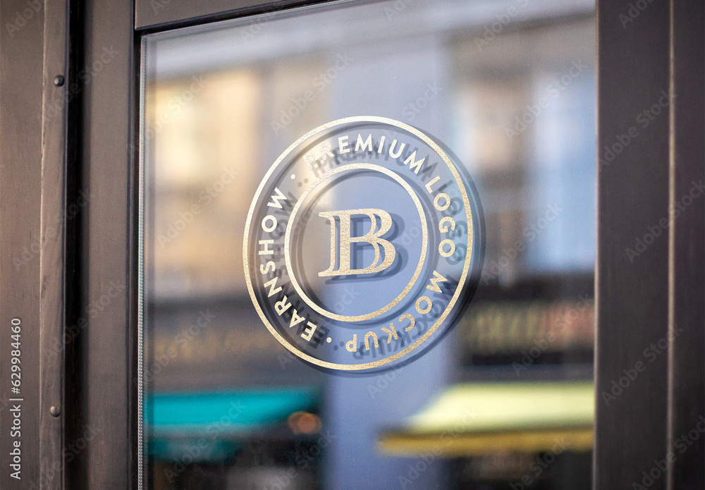 Window Gold Foil Entrance Logo Mockup Template Texture Paper Branding ...