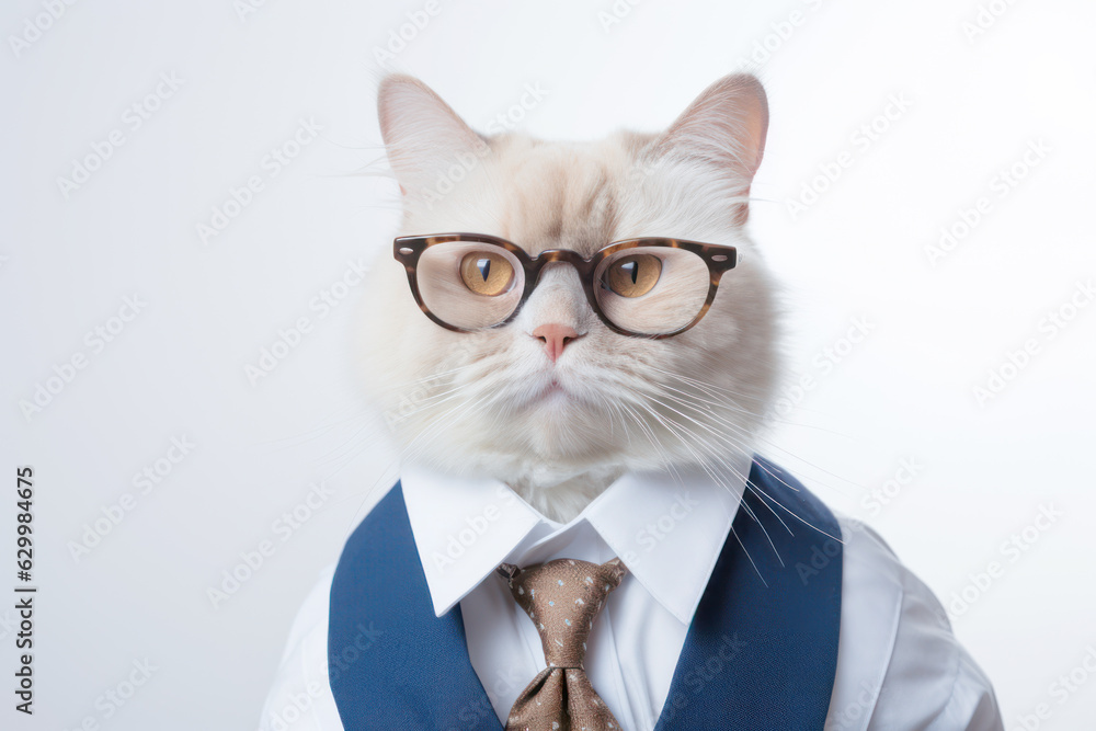 The cat-boss in a sharp suit, giving a motivational speech to its ...