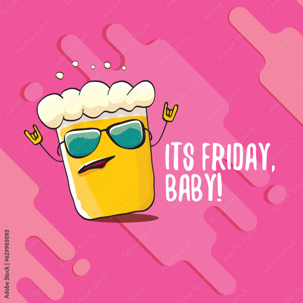 Its friday baby vector concept illustration with funky beer character ...