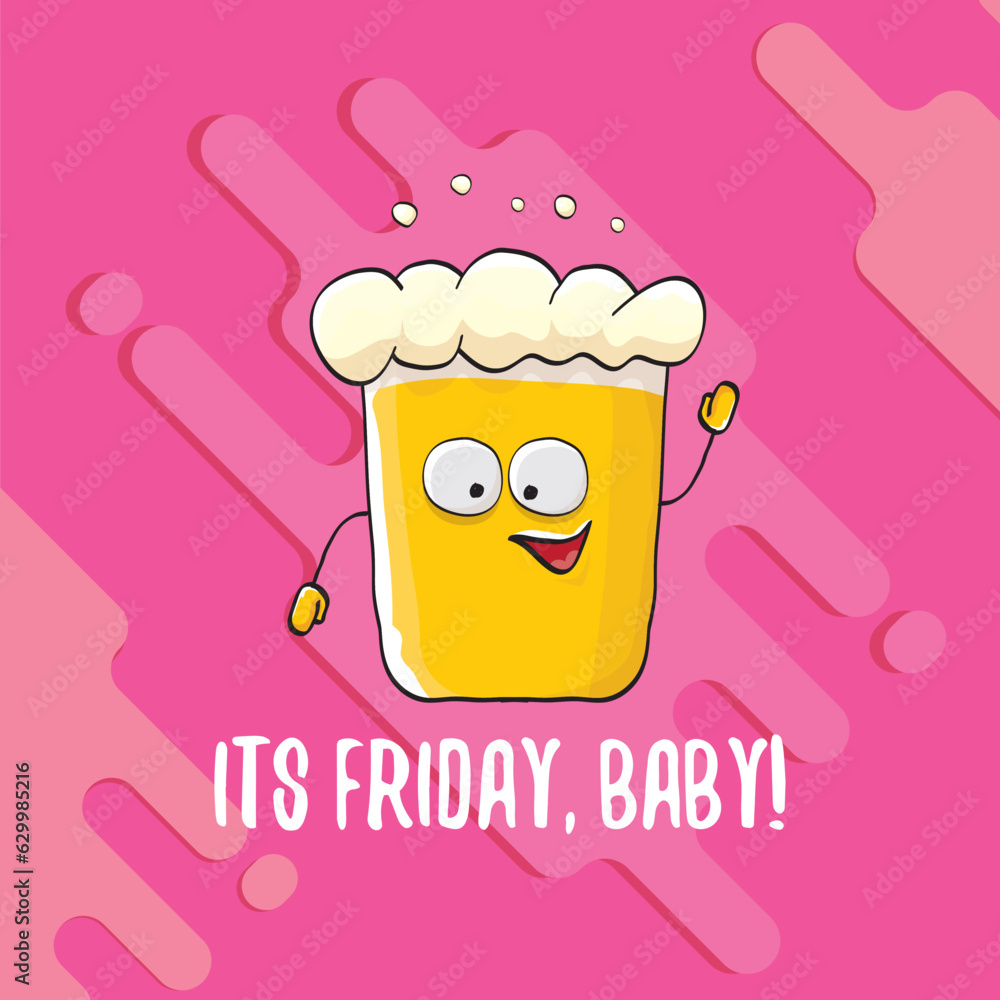 Its friday baby vector concept illustration with funky beer character ...