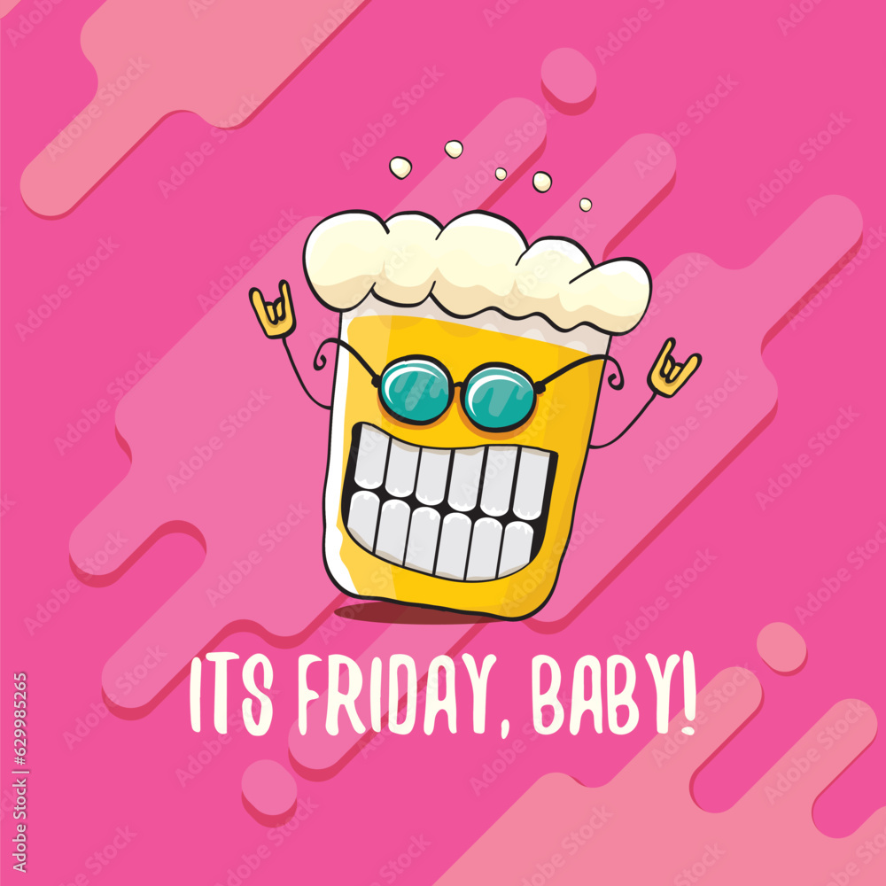 Its friday baby vector concept illustration with funky beer character ...