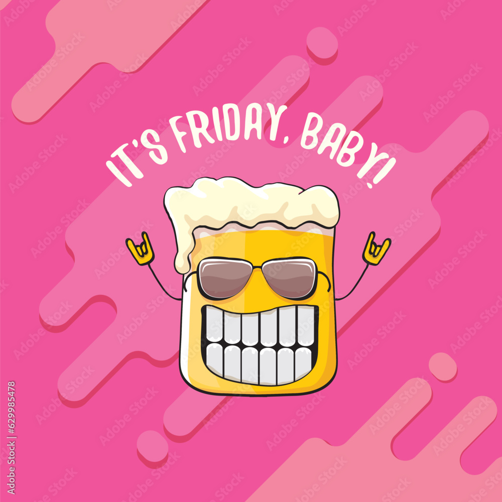 Its friday baby vector concept illustration with funky beer character ...