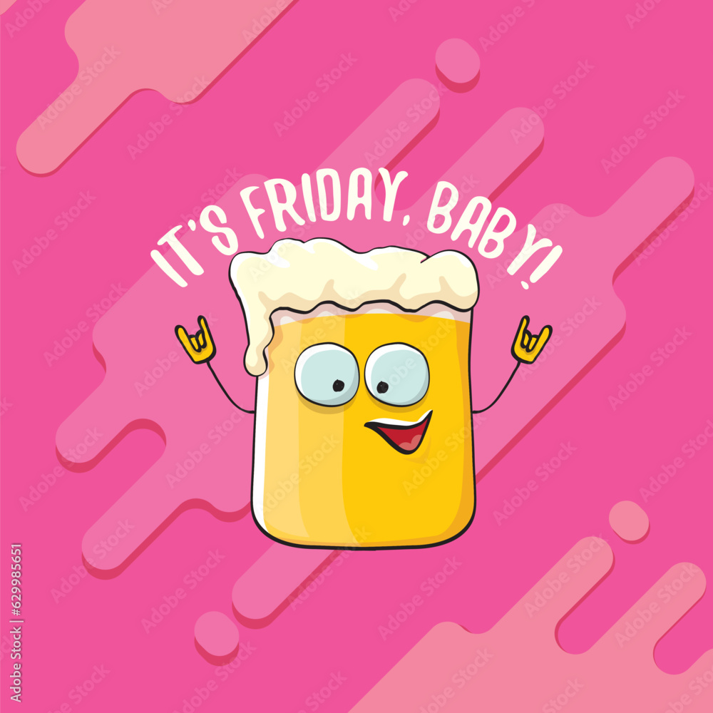 Its friday baby vector concept illustration with funky beer character ...