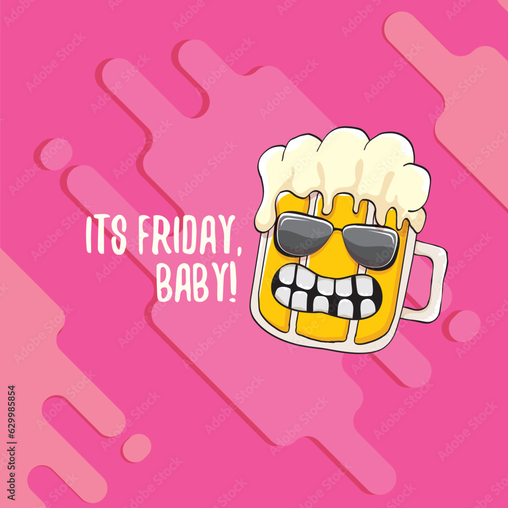 Its friday baby vector concept illustration with funky beer character ...
