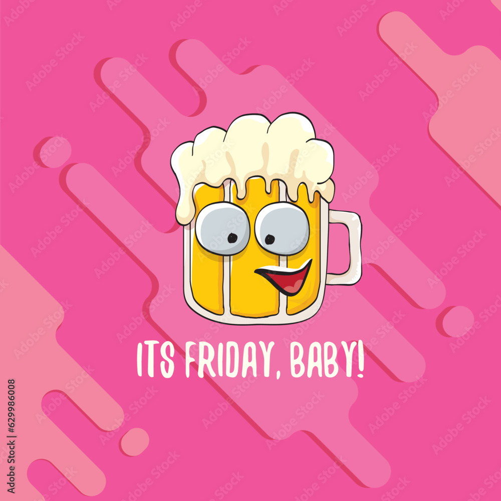 Its friday baby vector concept illustration with funky beer character ...
