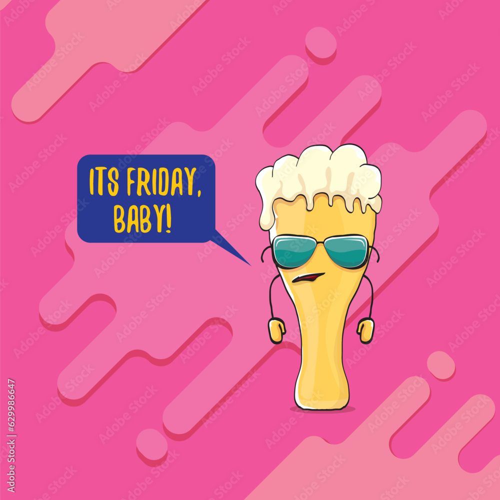Its friday baby vector concept illustration with funky beer character ...
