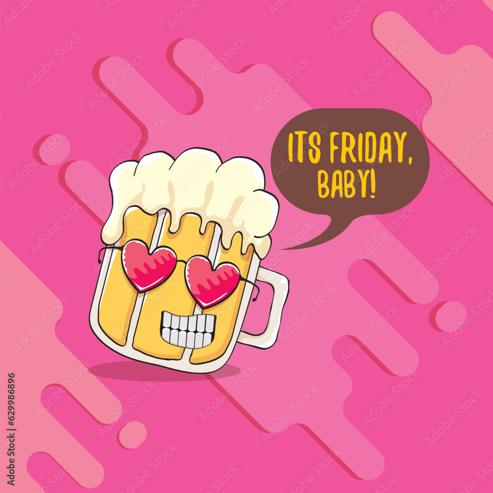 Its friday baby vector concept illustration with funky beer character ...