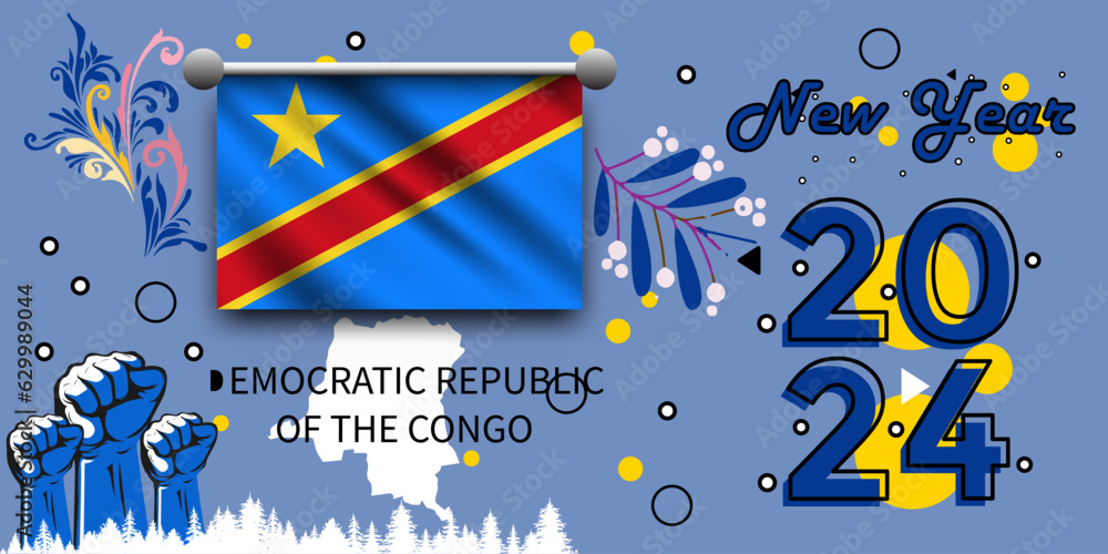 emocratic republic of the congo flag and map fist raised. National Day ...