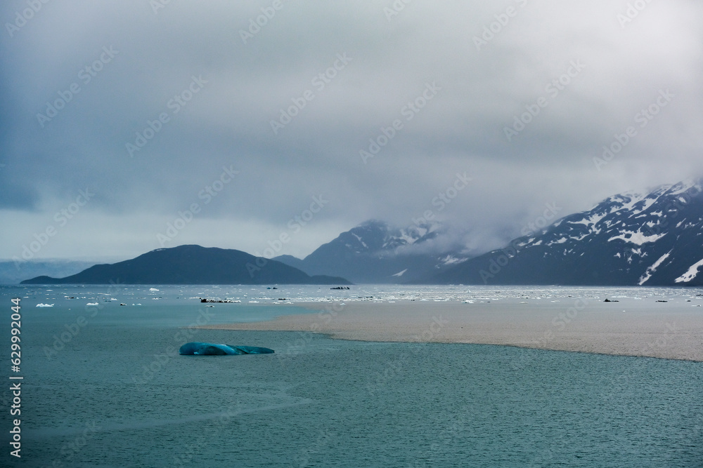 Cruise to Hubbard Glacier Bay in Alaska with floating ice bergs and ...