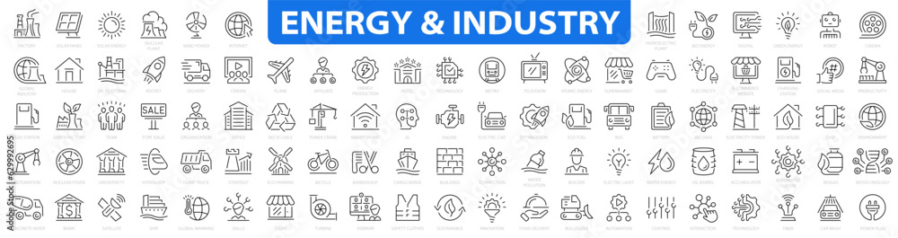 Energy & Industry Big icon set. Industrial icons. Energy icon ...