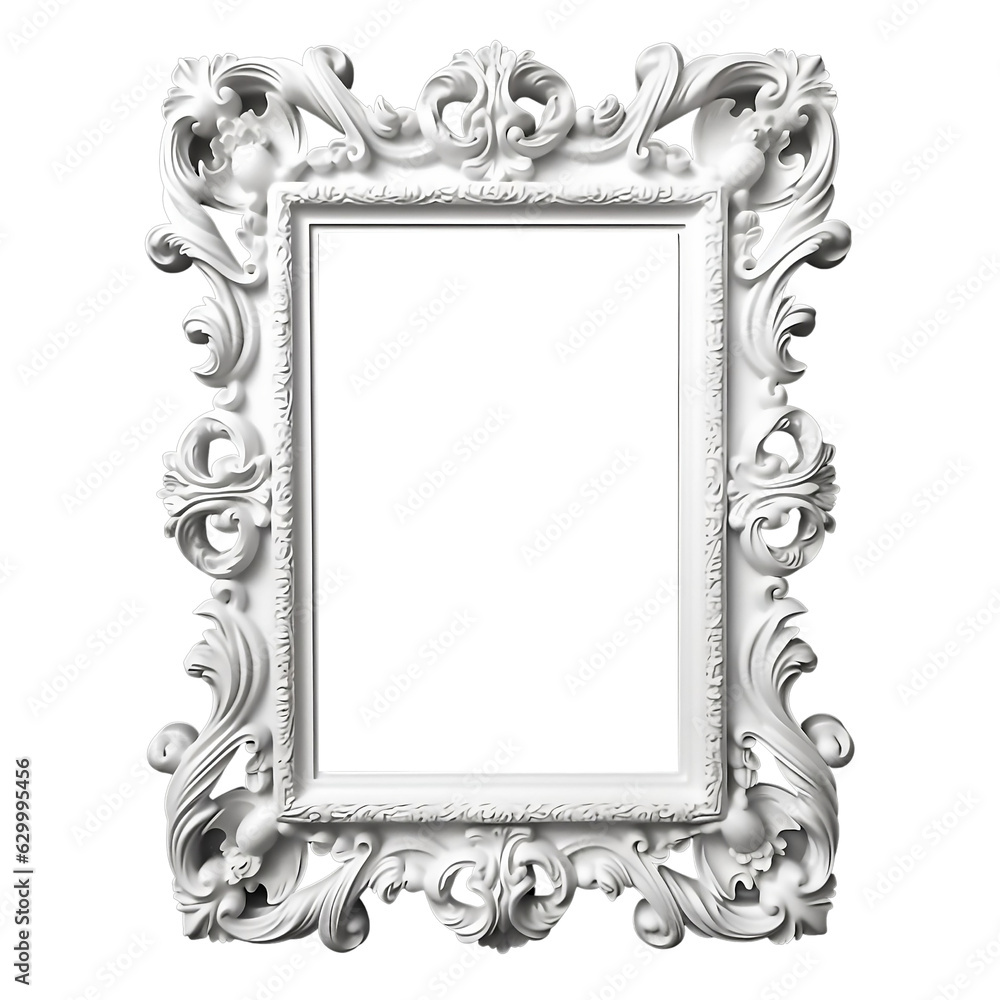 Vintage ornate picture frame isolated over transparent background ...